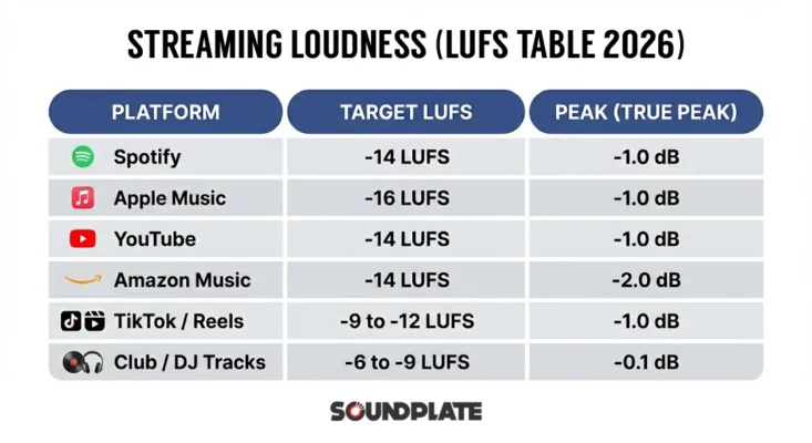 The Ultimate Guide to Streaming Loudness (LUFS Table 2026)